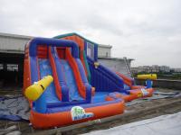 China Outdoor Giant Double Track Inflatable Bouncer Water Slide Water Park for sale