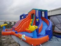 China Outdoor Giant Double Track Inflatable Bouncer Water Slide Water Park for sale