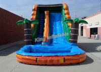 China Bright Inflatable Jumping Slide , Tropical 18 Feet Water Slide With PVC Tarpaulin for sale