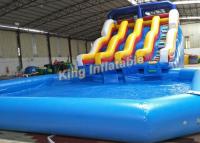 China 6.5m High Giant Double Lane Inflatalbe Water Slide With Swimming Pool for sale