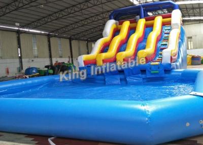 China 6.5m High Giant Double Lane Inflatalbe Water Slide With Swimming Pool for sale