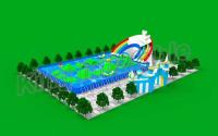 China Durable PVC Blue Commercial Inflatable Water Slides With Pool EN71 for sale