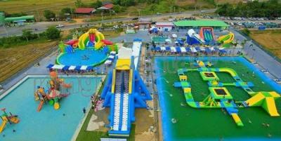 China Outdoor Adults Giant Inflatable Water Parks , Floating Playgrounds Customized Logo for sale