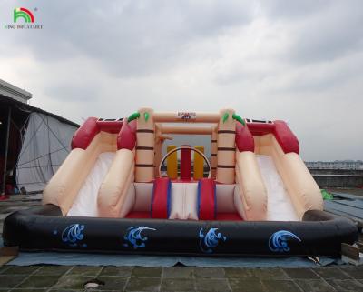 China Custom Inflatable Bouncer Combo Castle Dry And Wet Combo Double Lane Inflatable Water Slide with Pool for sale