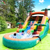 China Commercial Dry and Wet Water Slide Inflatable Tropical Fiesta Breeze Kids Inflatable Water Slide with Pool for sale