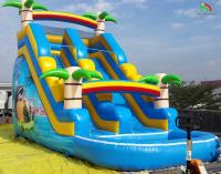 China Double Slide Inflatable Water Slide Palm Tree Inflatable Wet Dry Slide For Kids And Adults for sale