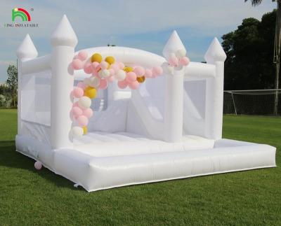 China Commercial White Inflatable Bounce Castle House Kids Water Slide With Ball Pit for sale