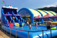 China Large Inflatable Water Slide With Rainbow Double Lane Water Slide With Adult Swimming Pool for sale