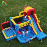 China Inflatable Obstacle Course Bounce House Castle With Slides Bounce Area And Obstacles Climbing With Blower for sale