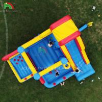 China Inflatable Obstacle Course Bounce House Castle With Slides Bounce Area And Obstacles Climbing With Blower for sale