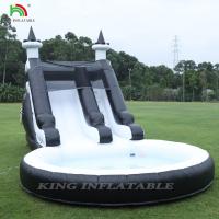 China Black And White Commercial Inflatable Water Slide With Pool Water Slides Inflatable for sale