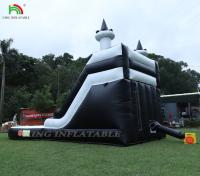 China Black And White Commercial Inflatable Water Slide With Pool Water Slides Inflatable for sale