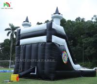 China Black And White Commercial Inflatable Water Slide With Pool Water Slides Inflatable for sale
