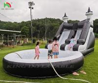 China Black And White Commercial Inflatable Water Slide With Pool Water Slides Inflatable for sale