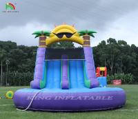 China Double Lane Inflatable Water Slide Combo With Pool Obstacle To Climb Inflatable Pool Slides for sale