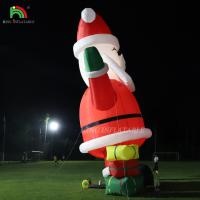 China Glowing Inflatable Santa Claus Ornament 33ft Cartoon Giant With LED Lights For Christmas Garden Party Decor for sale