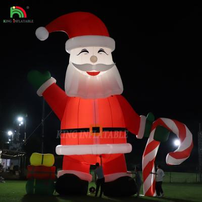 China Glowing Inflatable Santa Claus Ornament 33ft Cartoon Giant With LED Lights For Christmas Garden Party Decor for sale