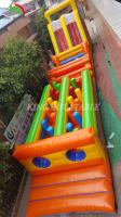 China Custom Sport Inflatable Carnival Games Inflatable Challenge Race Obstacle Course With Double Lane Climbing And Slide for sale