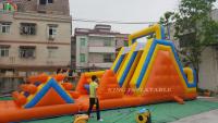 China Custom Sport Inflatable Carnival Games Inflatable Challenge Race Obstacle Course With Double Lane Climbing And Slide for sale