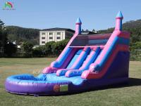 China Commercial 100% PVC Double Lane Inflatable Water Slide Outdoor Wet Dry Big Water Slides With Splash Pool for sale