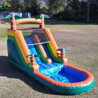 China 21x9x12FT Commercial  Grade PVC Bounce House Inflatable Water Slides Tropical Slide With Splash for sale