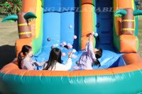 China 21x9x12FT Commercial  Grade PVC Bounce House Inflatable Water Slides Tropical Slide With Splash for sale