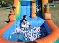 China 21x9x12FT Commercial  Grade PVC Bounce House Inflatable Water Slides Tropical Slide With Splash for sale