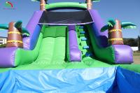 China Commercial PVC Inflatable Water Slide Outdoor Backyard Kids Waterslide With Bigger Water Splash Pool & 1100W Blower for sale