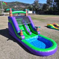 China Commercial PVC Inflatable Water Slide Outdoor Backyard Kids Waterslide With Bigger Water Splash Pool & 1100W Blower for sale