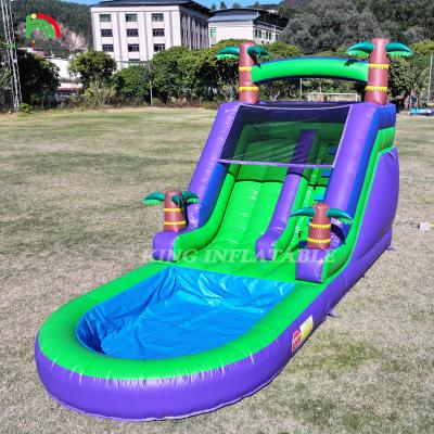 China Commercial PVC Inflatable Water Slide Outdoor Backyard Kids Waterslide With Bigger Water Splash Pool & 1100W Blower for sale