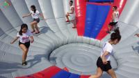 China Large Inflatable Flushing Equipment Obstacle Course Inflatable Big Bowl Competitive Challenge for sale