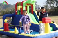 China Kids Party Wet DryInflatable Bounce House Water Slide Bouncer Combo With Bigger Splash Pool Climbing Blower Basket Dartboard for sale
