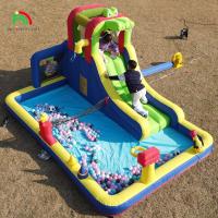 China Kids Party Wet DryInflatable Bounce House Water Slide Bouncer Combo With Bigger Splash Pool Climbing Blower Basket Dartboard for sale
