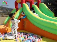 China Inflatable Bouncer Combo Bounce House Double Lane Inflatable Water Slide With Water Pool Trampoline Shooting Net Basket Climbing for sale