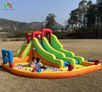 China Inflatable Bouncer Combo Bounce House Double Lane Inflatable Water Slide With Water Pool Trampoline Shooting Net Basket Climbing for sale