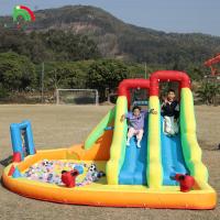 China Inflatable Bouncer Combo Bounce House Double Lane Inflatable Water Slide With Water Pool Trampoline Shooting Net Basket Climbing for sale
