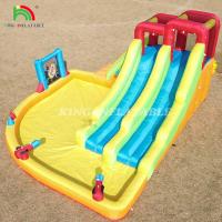 China Inflatable Bouncer Combo Bounce House Double Lane Inflatable Water Slide With Water Pool Trampoline Shooting Net Basket Climbing for sale