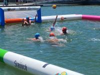 China Inflatable Water Sport Game Inflatable Water Polo Soccer Field Arena Court Aqua Inflatable Soccer Court for sale