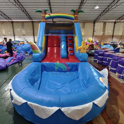 China Commercial Grade PVC Inflatable Water Slide Combo With Pool for sale