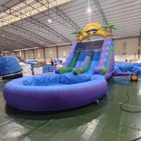 China Commercial Waterslide  Grade Full PVC Double Lane Inflatable Water Slide With Airtight Splash Water Pool for sale