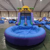China Commercial Waterslide  Grade Full PVC Double Lane Inflatable Water Slide With Airtight Splash Water Pool for sale