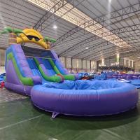 China Commercial Waterslide  Grade Full PVC Double Lane Inflatable Water Slide With Airtight Splash Water Pool for sale