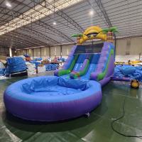 China Commercial Waterslide  Grade Full PVC Double Lane Inflatable Water Slide With Airtight Splash Water Pool for sale
