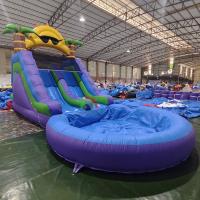 China Commercial Waterslide  Grade Full PVC Double Lane Inflatable Water Slide With Airtight Splash Water Pool for sale