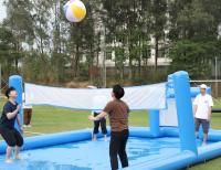 China PVC Inflatable Sport Game Blue Inflatable Water Volleyball Net Field Soccer Field Arena Court Inflatable Soccer Court Field for sale