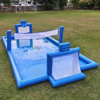 China PVC Inflatable Sport Game Blue Inflatable Water Volleyball Net Field Soccer Field Arena Court Inflatable Soccer Court Field for sale