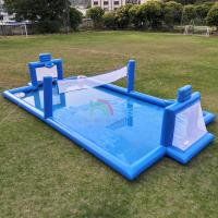 China PVC Inflatable Sport Game Blue Inflatable Water Volleyball Net Field Soccer Field Arena Court Inflatable Soccer Court Field for sale