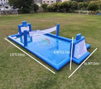 China PVC Inflatable Sport Game Blue Inflatable Water Volleyball Net Field Soccer Field Arena Court Inflatable Soccer Court Field for sale