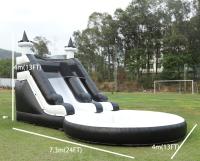 China Water Slide Inflatable White And Black Waterslide Kids Slide With Bigger Water Splash Pool for sale