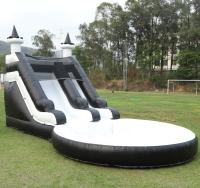 China Water Slide Inflatable White And Black Waterslide Kids Slide With Bigger Water Splash Pool for sale